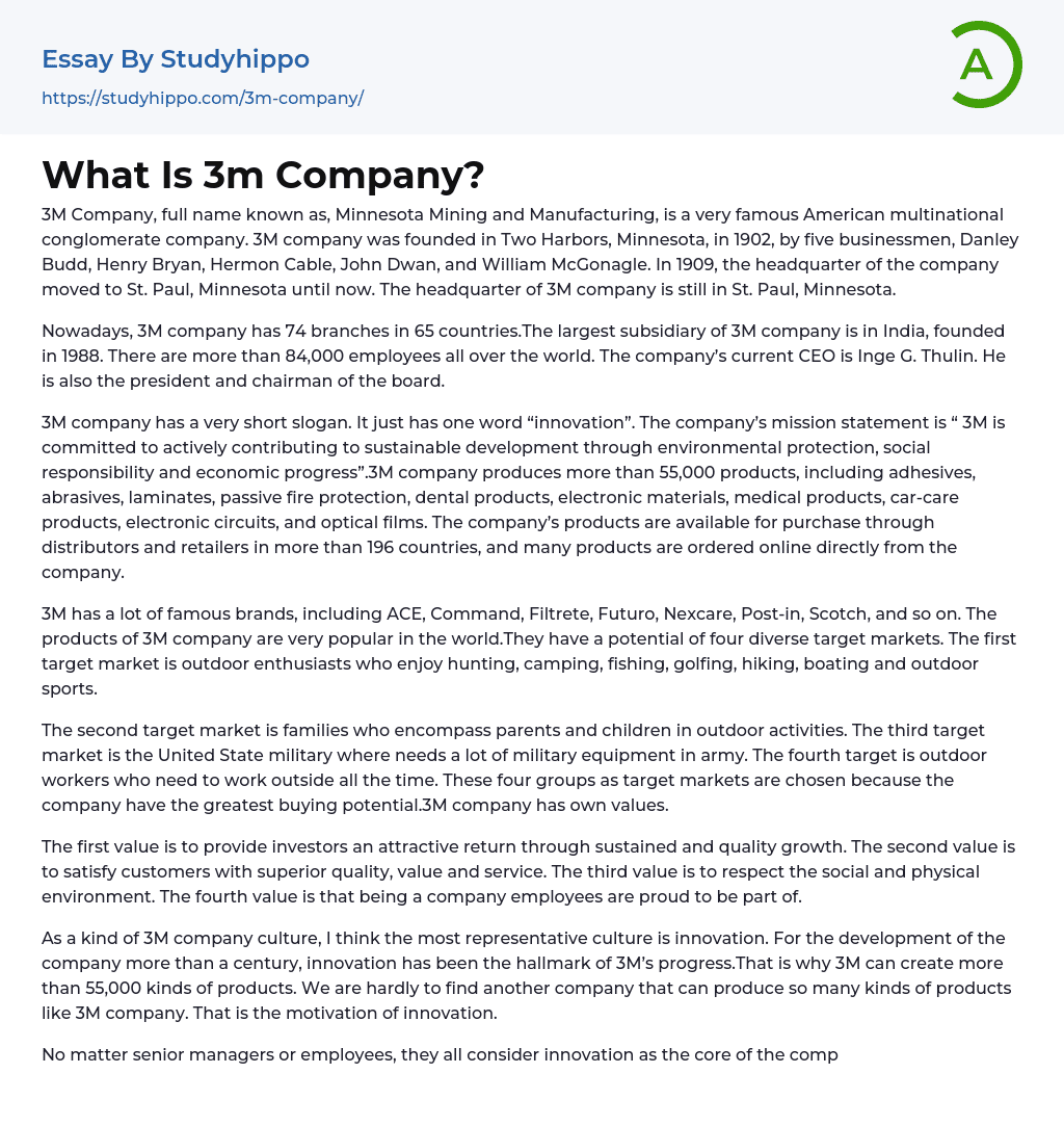 What Is 3m Company Essay Example StudyHippo