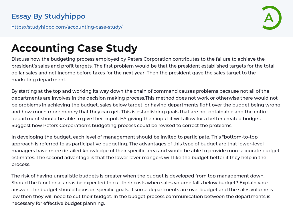 Accounting Case Study Essay Example StudyHippo