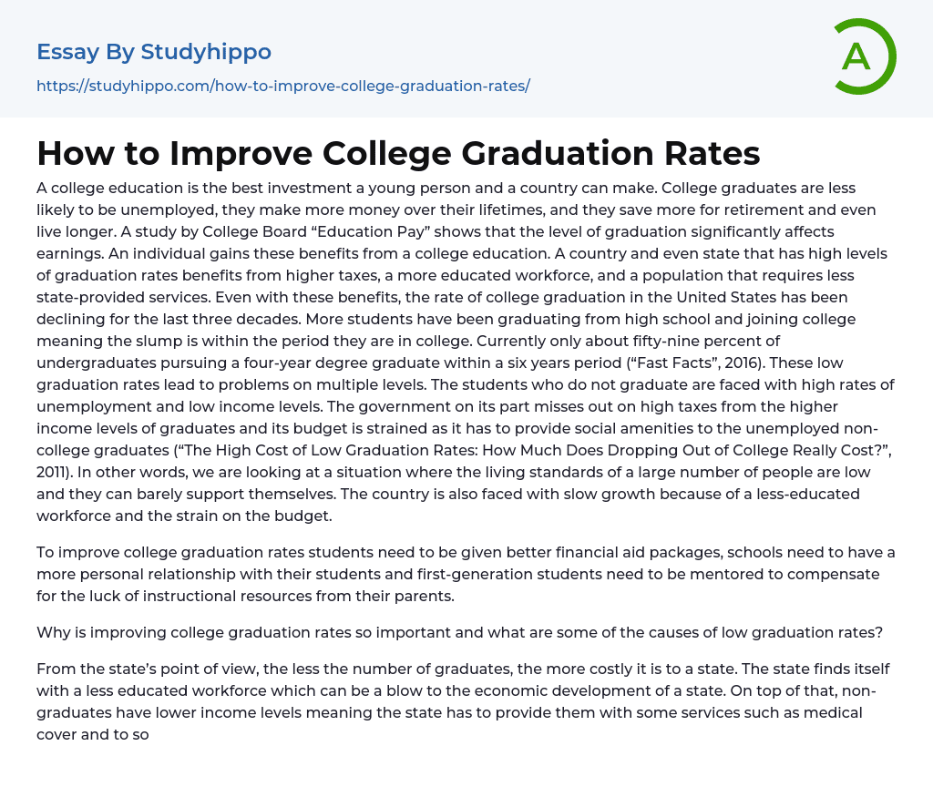 How To Improve College Graduation Rates Essay Example StudyHippo