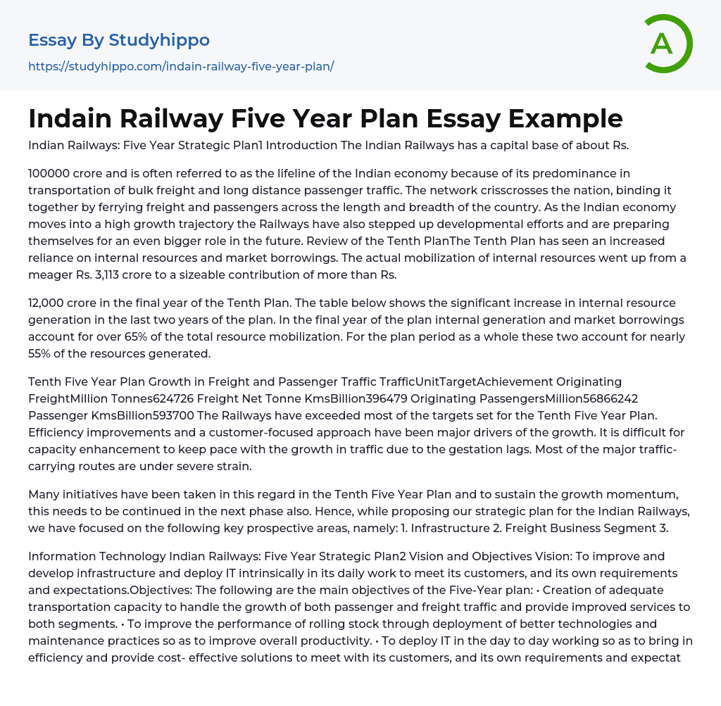 Indain Railway Five Year Plan Essay Example StudyHippo Indain Railway Five Year Plan Essay Example StudyHippo