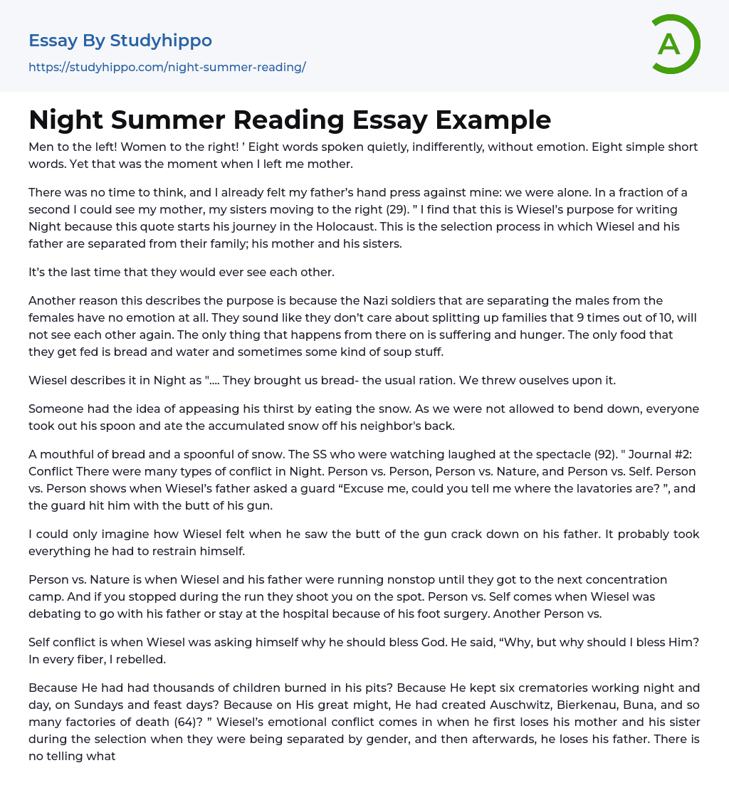 Night Summer Reading Essay Example StudyHippo Night Summer Reading Essay Example StudyHippo