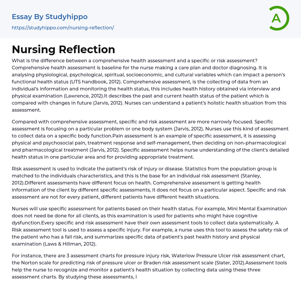 Nursing Reflection Essay Example StudyHippo Nursing Reflection Essay Example StudyHippo